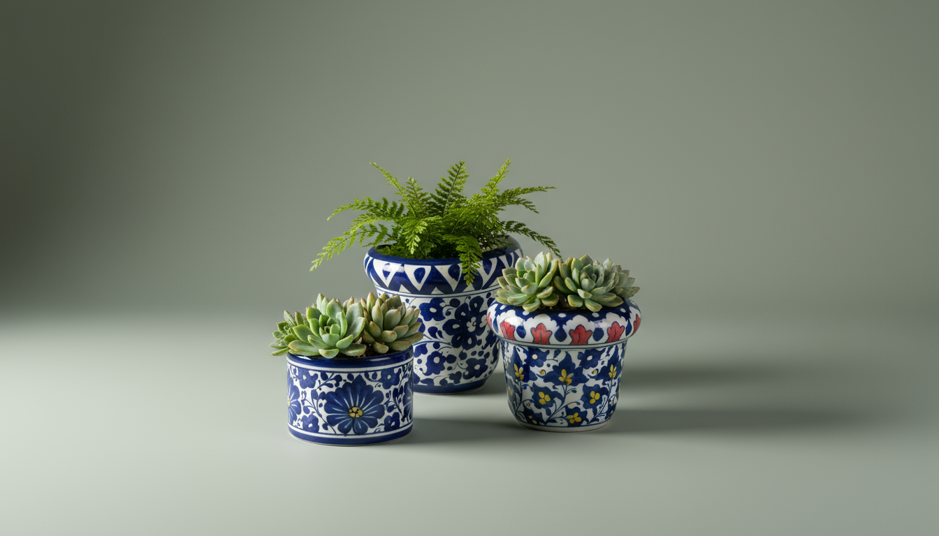 Blue Pottery Planters & Pots | Craftan – Craftan - The house of ...